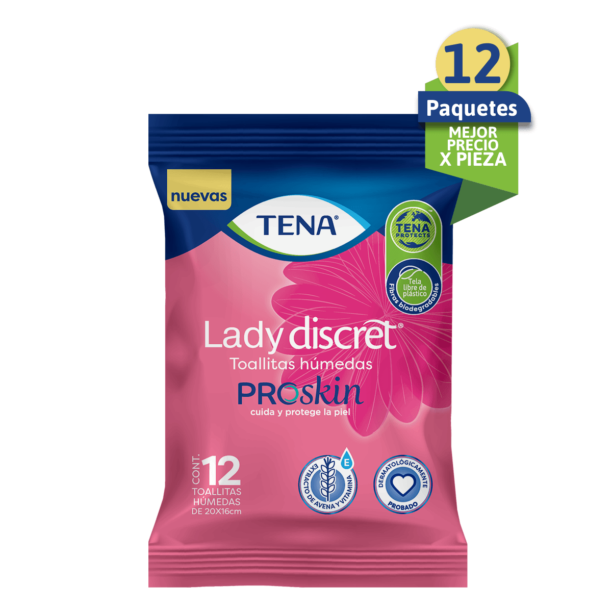 12 paquetes de TENA Lady Toallitas Húmedas PROSKIN 12 piezas - Tena MX