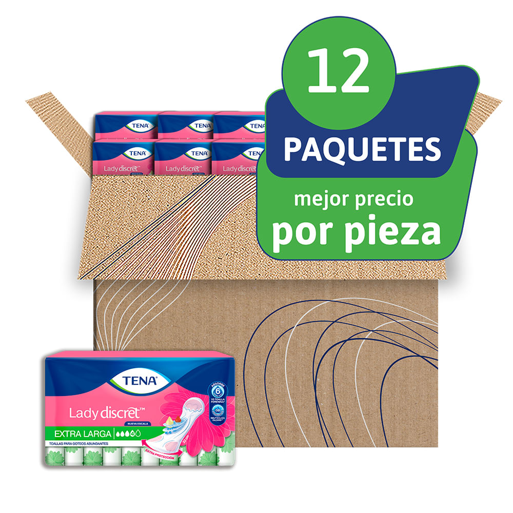 Toallas TENA® Lady Discret Larga 120 pzas - Tena MX